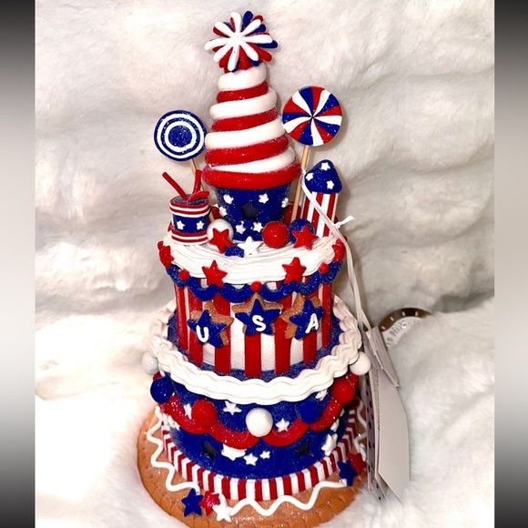 Holiday | 4th Of July Patriotic Gingerbread Led Faux Cake Americana ...